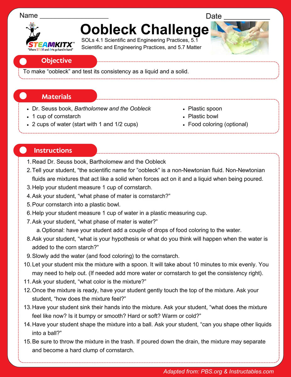 Oobleck Challenge - Lesson Plan – STEAMKITX™